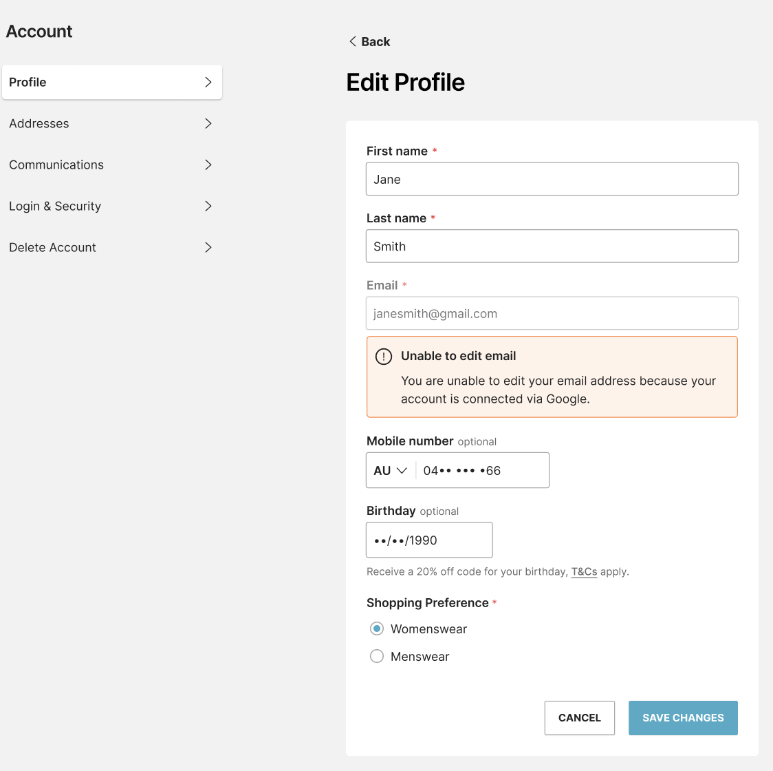 Social Login with Google – THE ICONIC