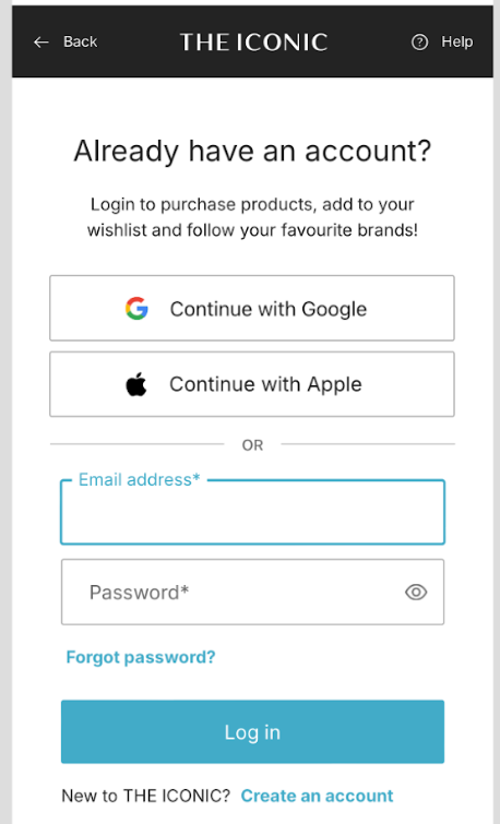 Social Login with Apple – THE ICONIC